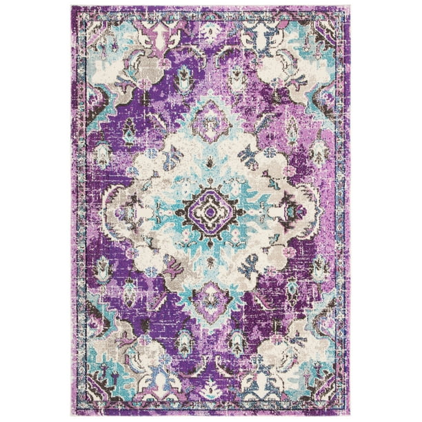 SAFAVIEH Madison Elinor Traditional Distressed Area Rug, Lavender/Light ...