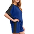 Bibifish Women Two Piece Sets Color Block Crew Neck Drop Shoulder Half ...