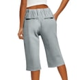 Capri Pants for Women Summer Casual Cropped Linen Pants Elastic Waist ...