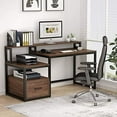 Computer Desk with File Drawer and Shelves 60 inch Vintage Large Home ...