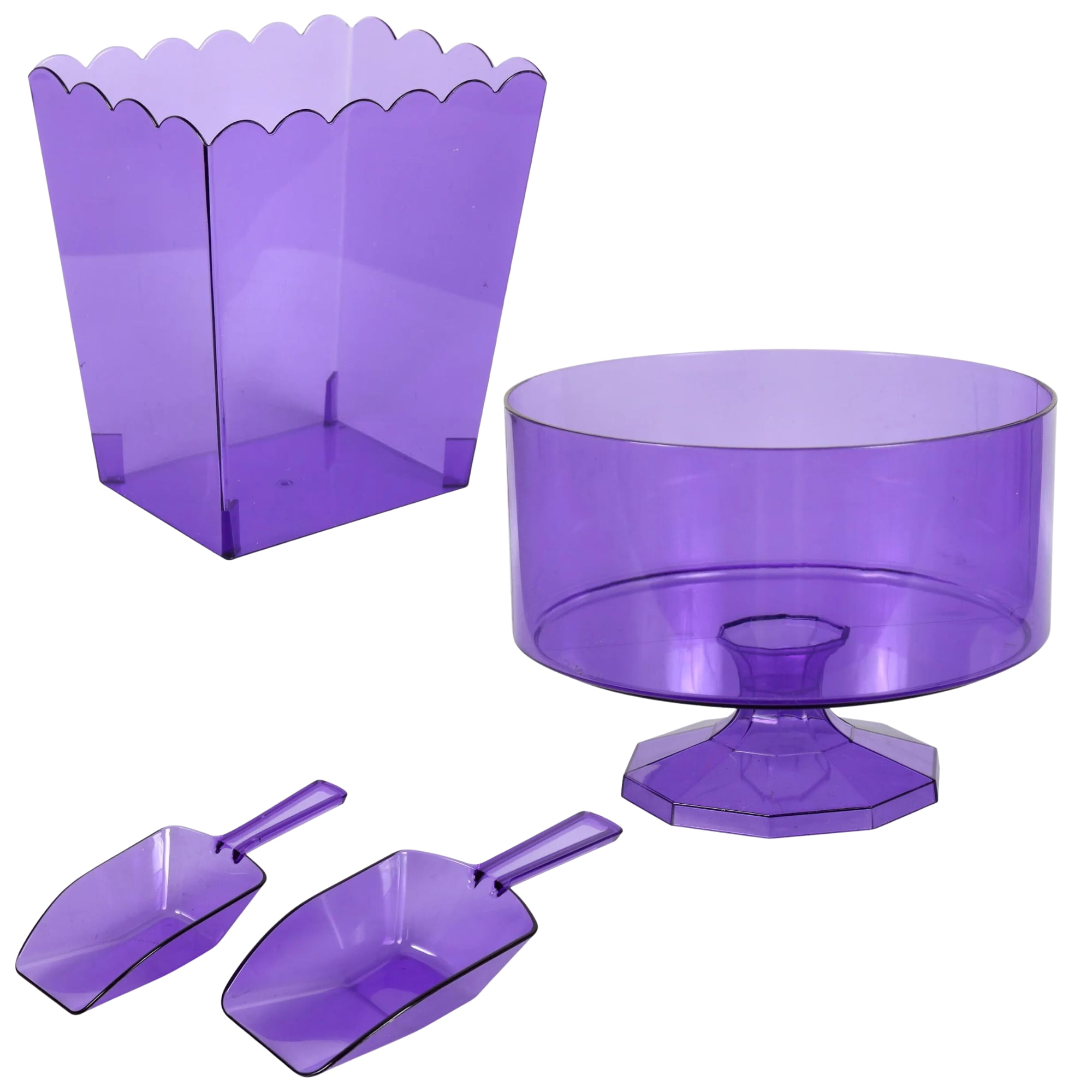 A1 Unlimited Plastic Scalloped Bucket, Trifle Dish & Scoops Set (Purple ...