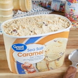 Great Value Sea Salt Caramel Ice Cream 48 fl oz with caramel ribbon and ...