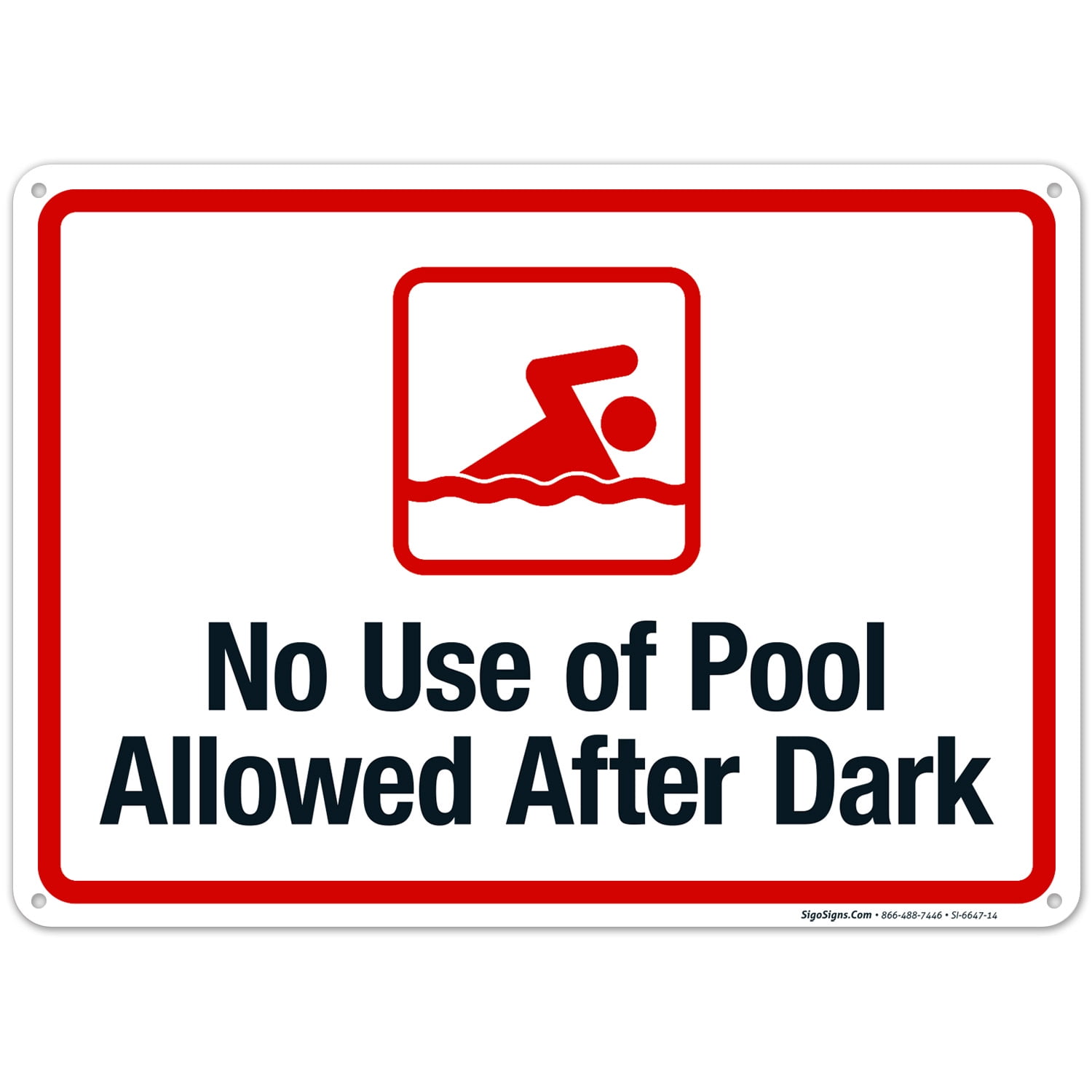 No Use Of Pool Allowed After Dark Sign, Pool Sign, - Walmart.com