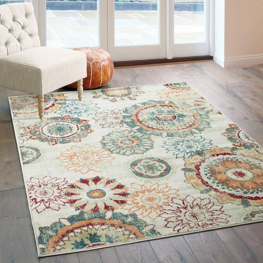 Avalon Home Reese Distressed Floral Medallions Area Rug, Two Sizes ...
