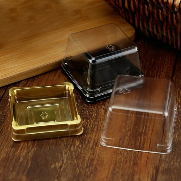 50Pcs Square Mini Cakes Box Clear Plastic Plastic Packing Box Muffins ...
