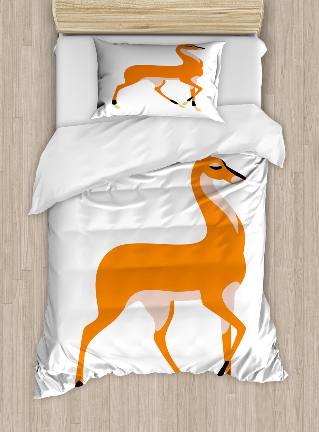 Antelope Duvet Cover Set Twin Size, Simple Cartoon Illustration of Side ...