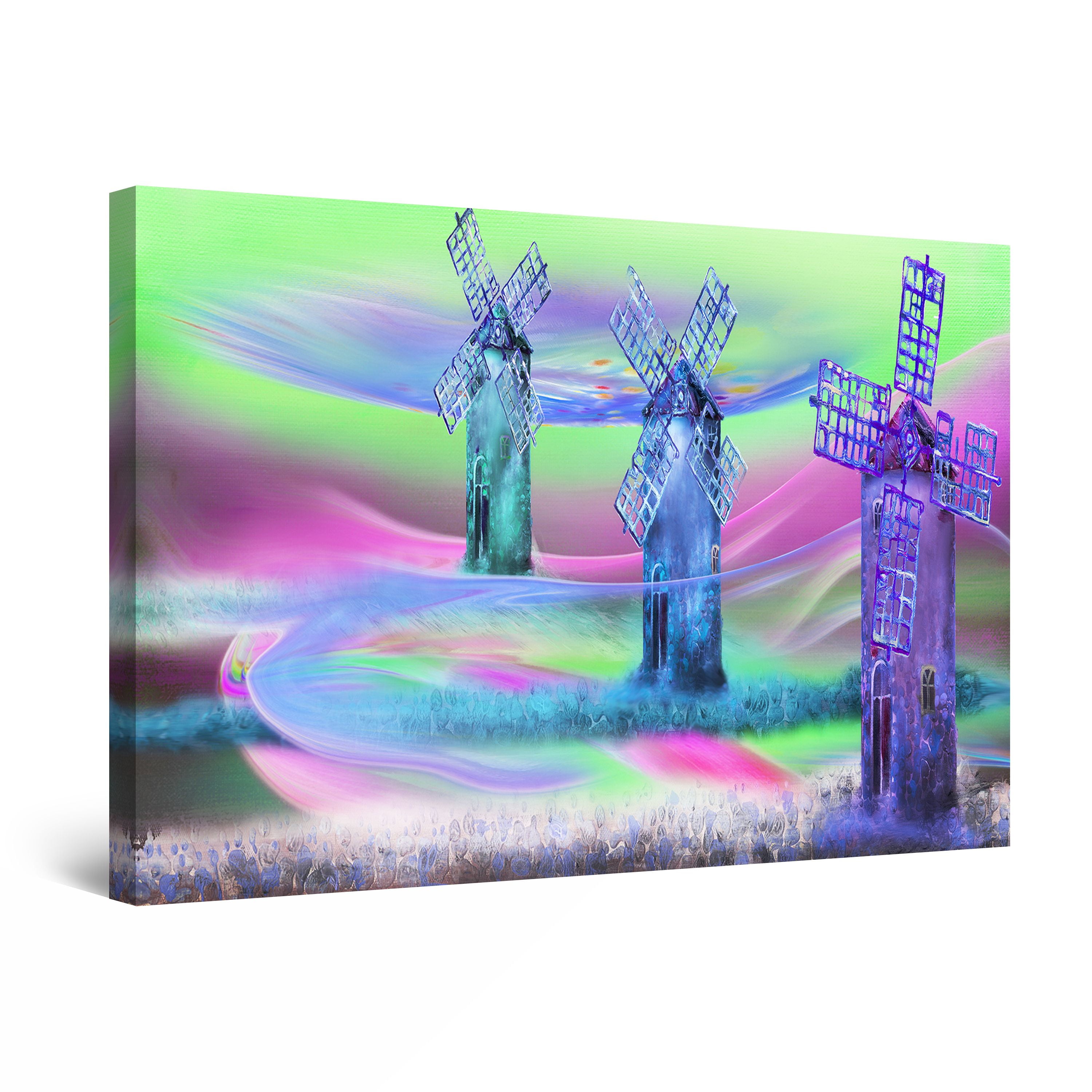 Startonight Canvas Wall Art Abstract - Windmills in the Netherlands ...