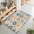 Bohemian Texture Area Rug, Retro Yellow Blue Morocco Pattern Non-Slip ...