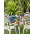 Cute Owls Round Outdoor Tablecloth with Umbrella Hole Green Books ...