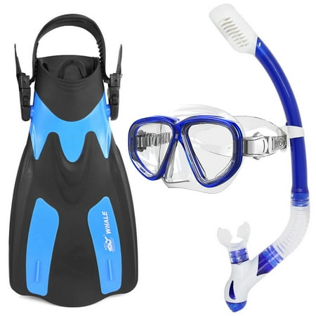 Snorkel Goggles Flippers Set Snorkeling Glass Swimming Fins Snorkelling ...