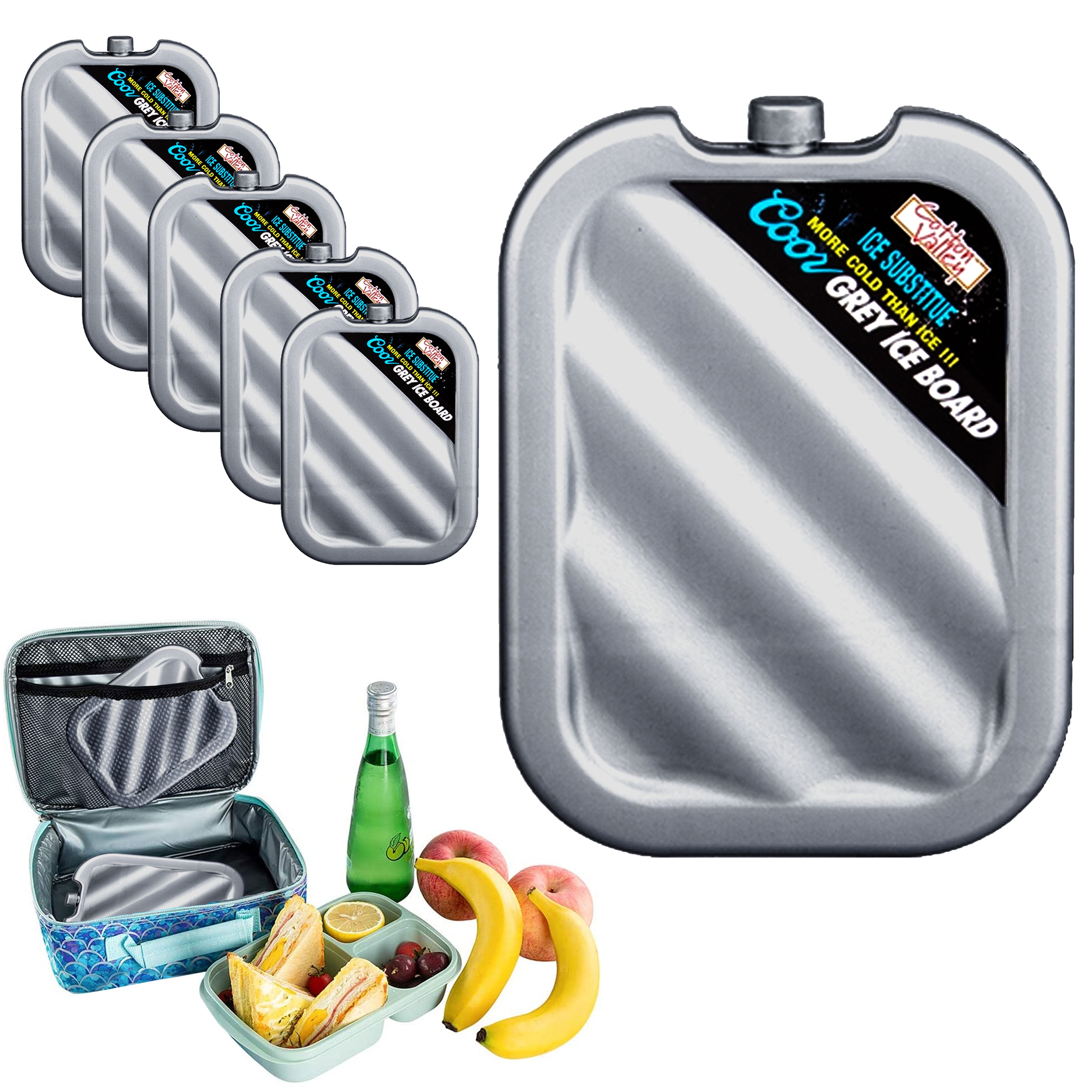 6 Reusable Cooler Ice Pack Food Safe Lunch Box Freeze Cold Therapy ...