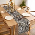 Abstract Art Cotton Linen Table Runner Classical World-famous Buildings ...