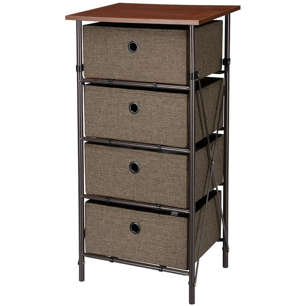 4-Tier Iron Framed Nightstands Side Table, End Table Storage Tower ...