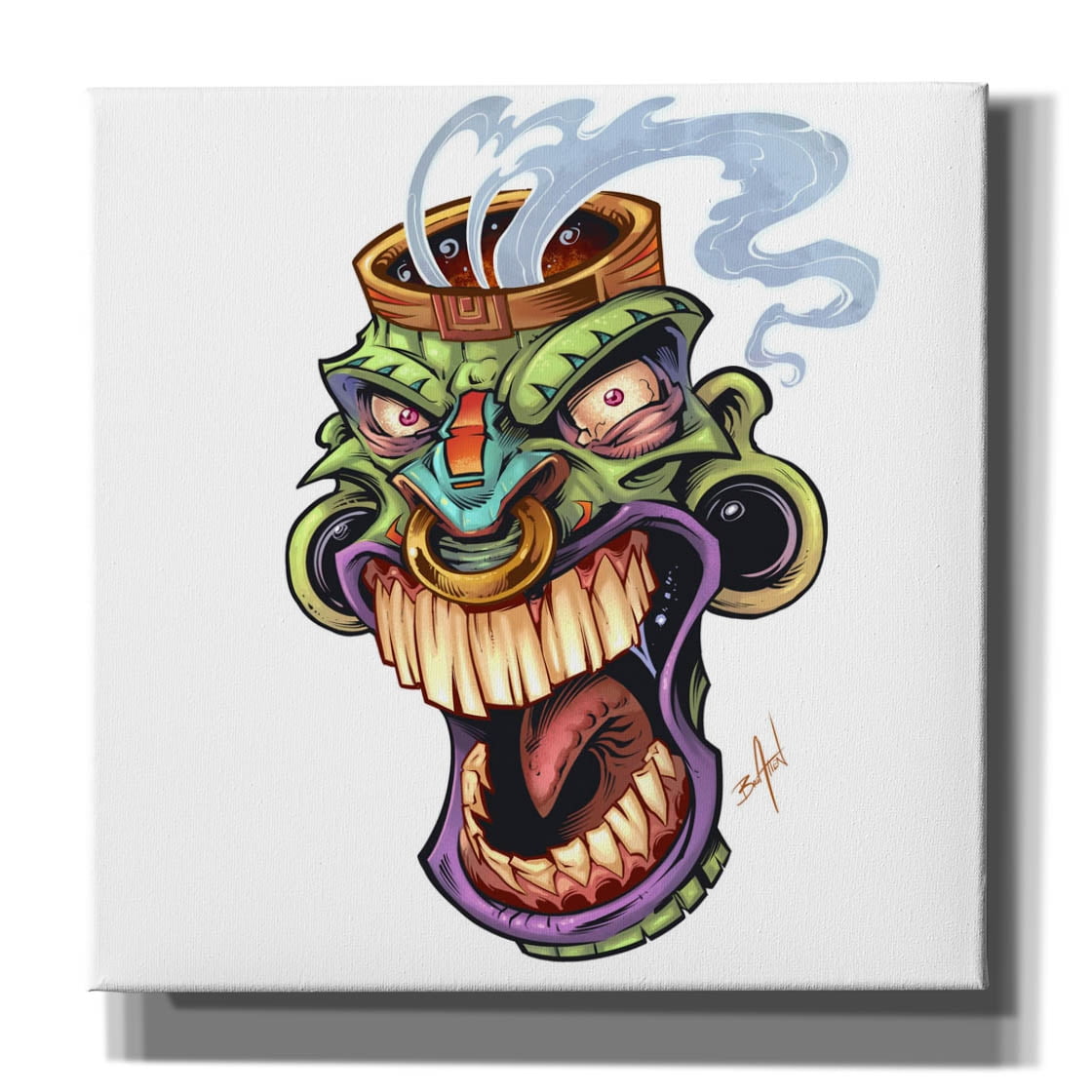 Epic Graffiti 'Tiki Head 2 Screaming' by Flyland Designs, Canvas Wall ...