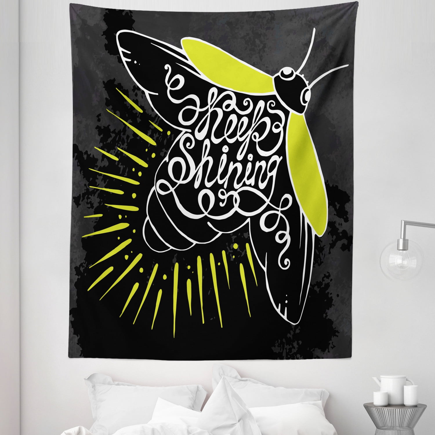 Firefly Tapestry, Beetle with Keep Calligraphy on the Wings Motivation ...