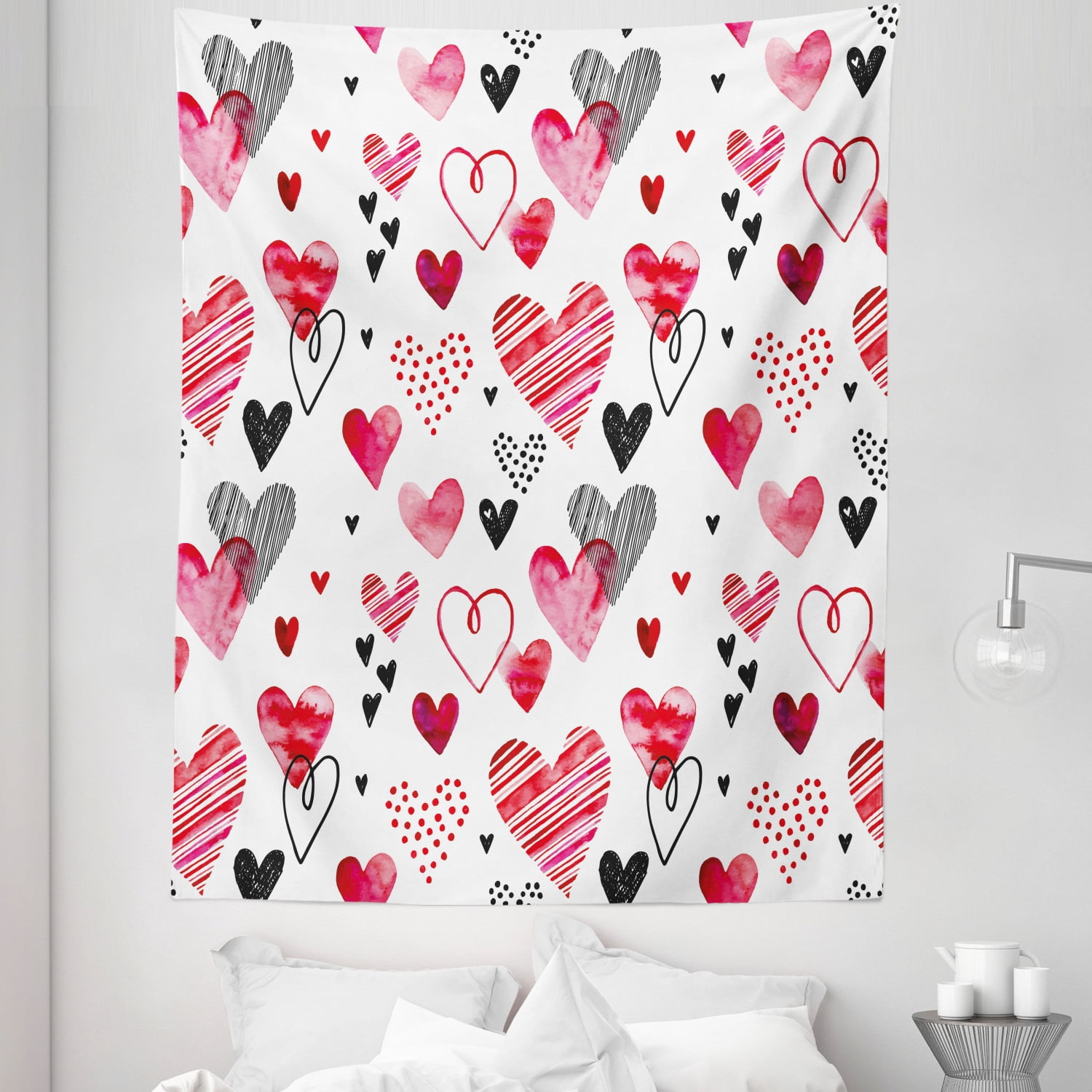 Valentine Tapestry, Different Types of Heart Shapes Romance Love Theme ...