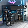 LHYY Twin Size Wooden Gaming Loft Bed with Storage Stairs,Desk,Shelves ...