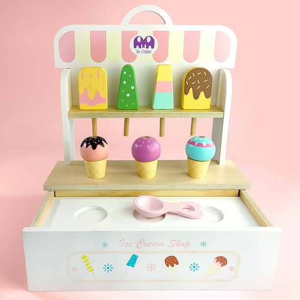 Wooden Ice Cream Counter Playset for Kids - Walmart.com