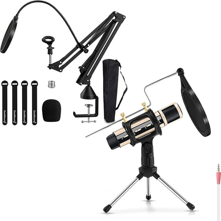 Recording Microphone Gold k08 + Microphone Arm Stand Bundle ha20 ...
