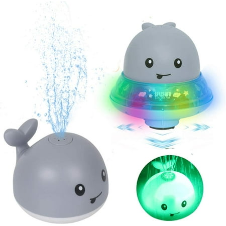 Baby Light Up Bath Toys Whale Water Sprinkler Pool Toys 2 in 1 Space ...