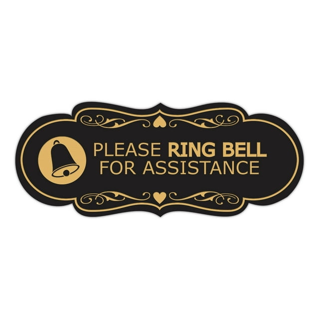 Designer Please Ring Bell for Assistance (Classic Bell) Sign (Black ...