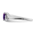 0.77 Ct Heart Purple Amethyst and White Diamond Prong Silver Three ...