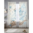Blue Cartoon Cat Sheer Curtains for Living Room Bedroom Cute Star Train ...