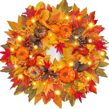 Waipfaru Fall Wreath for Front Door,20inch Autumn Mesh Wreath with ...