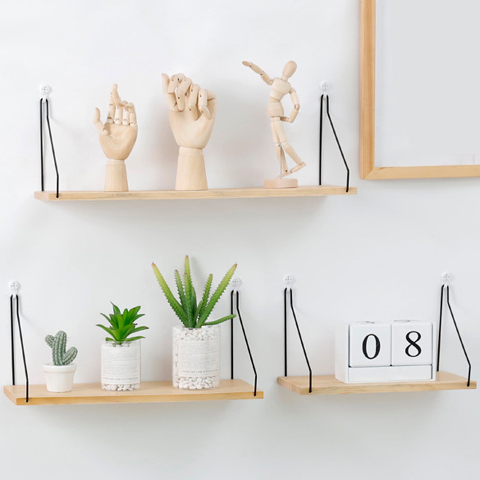 SPRING PARK Wooden Shelves Wall Mounted, Wall Decorative Shelf Display ...