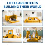 Linor 10PCS Kids Modular Couch, Multifunctional Playroom Sofa in Yellow ...