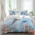 4 Piece Duvet Cover Set Cal king, Watercolor Ocean Jellyfish Starfish ...