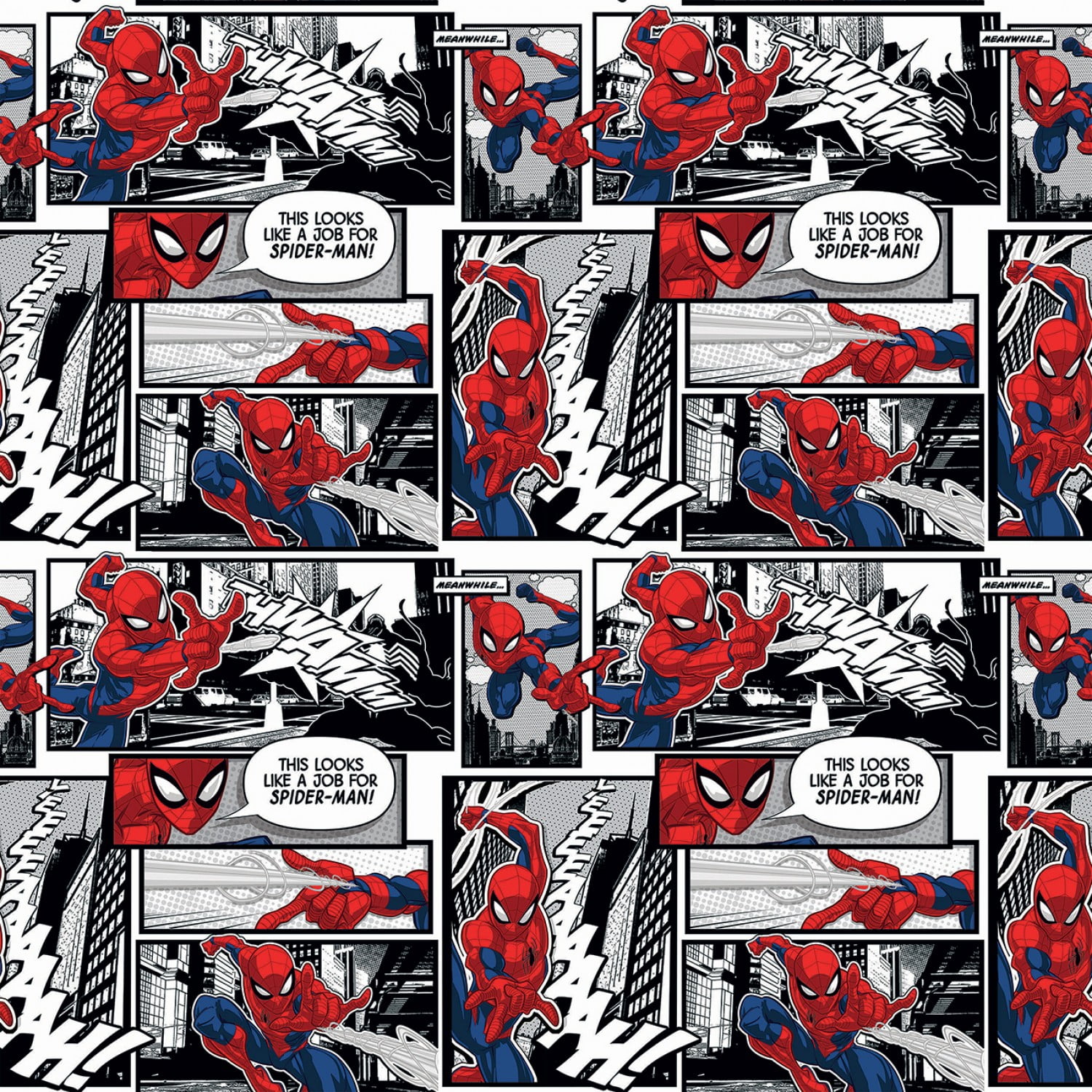Springs Creative Marvel Avengers Spider-Man Comic Panels Black/White ...