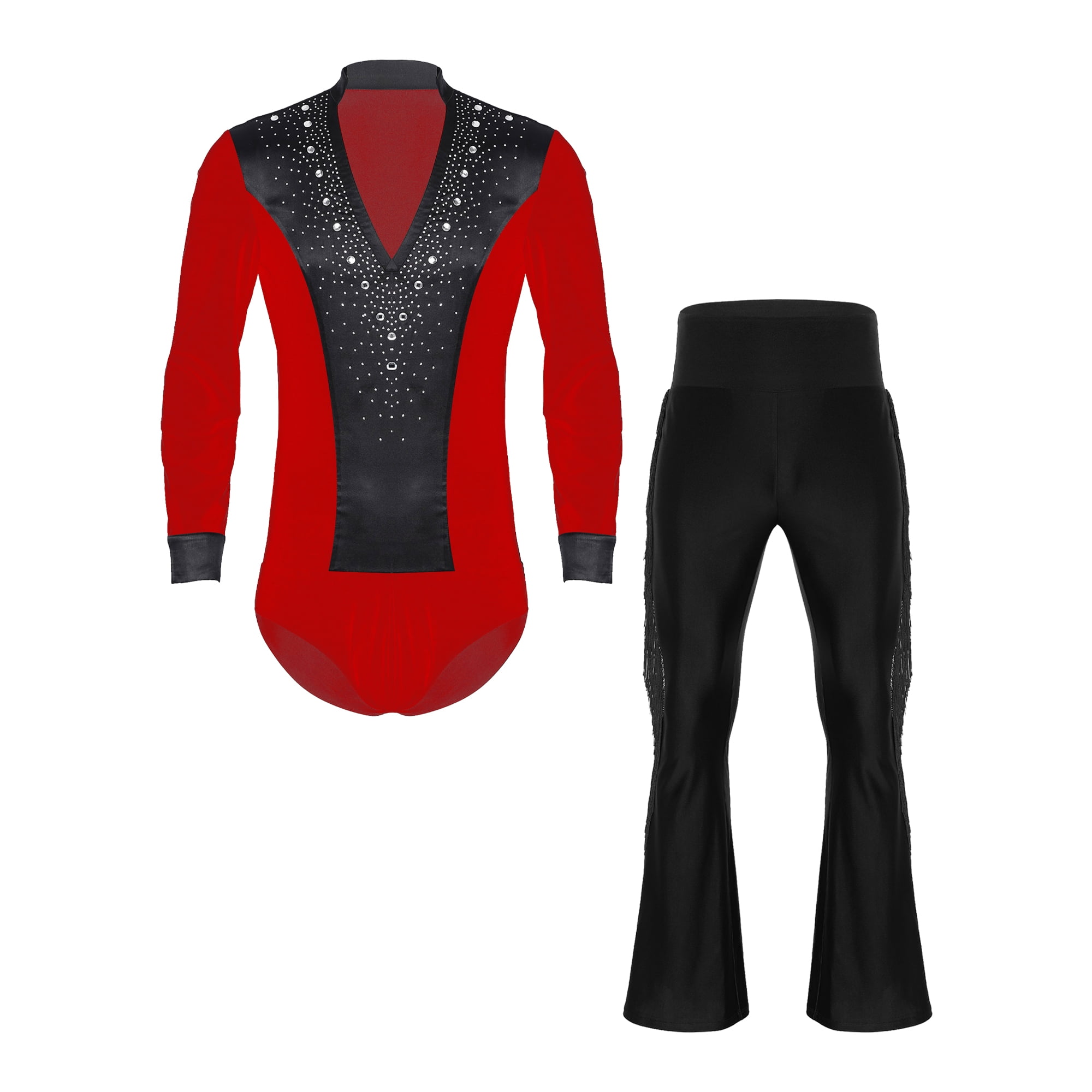 Click here for Eandarui Mens Rhinestones Latin Dance Bodysuit Wit... prices