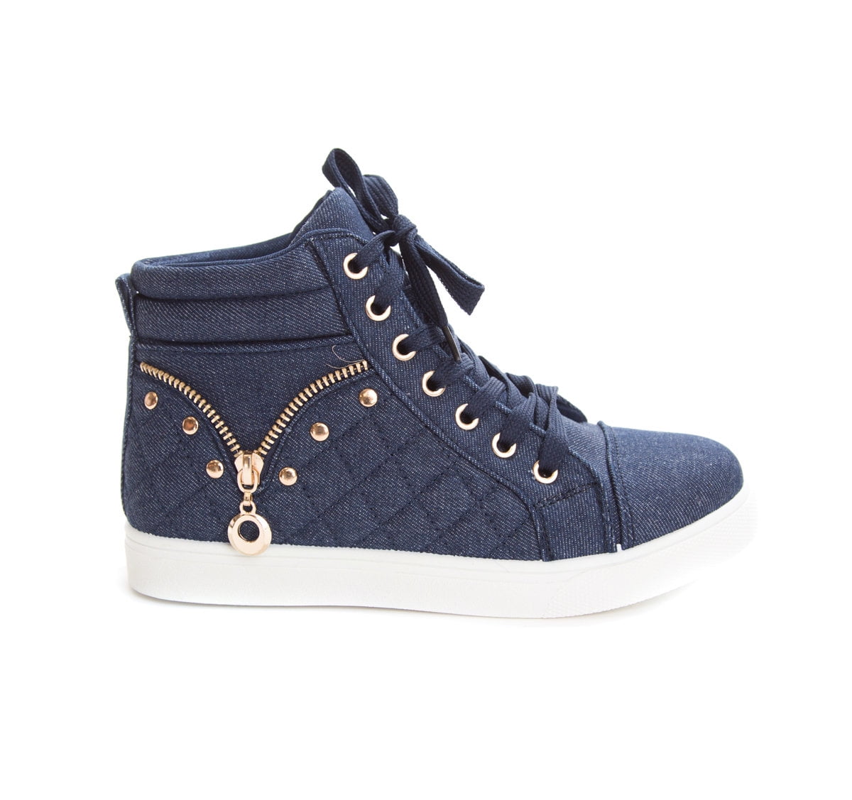 Soho Shoes Women's Leatherette Quilted Lace Up High Top Sneakers ...