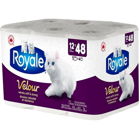 Royale Velour Toilet Paper, 12 Equals 48 Rolls, 284 Bath Tissues per ...