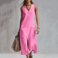 cfhntfmh Spring Dresses for Women Split Sleeveless Loose VacationDress ...