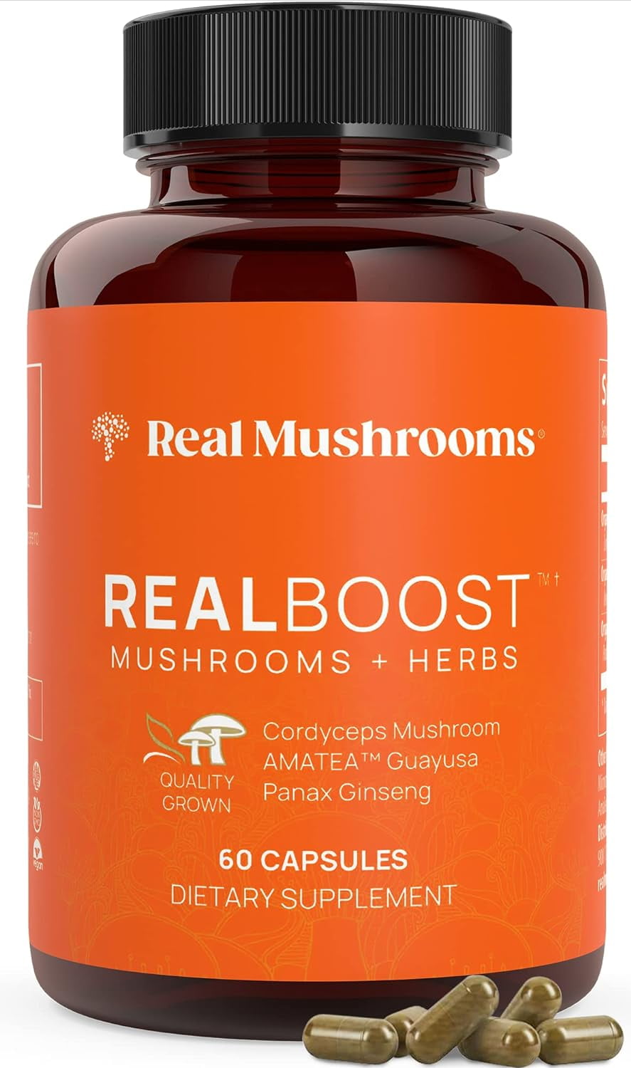 Real Mushrooms RealBoost (Mushrooms + Herbs) | 1,000 Mg | 30 Servings ...