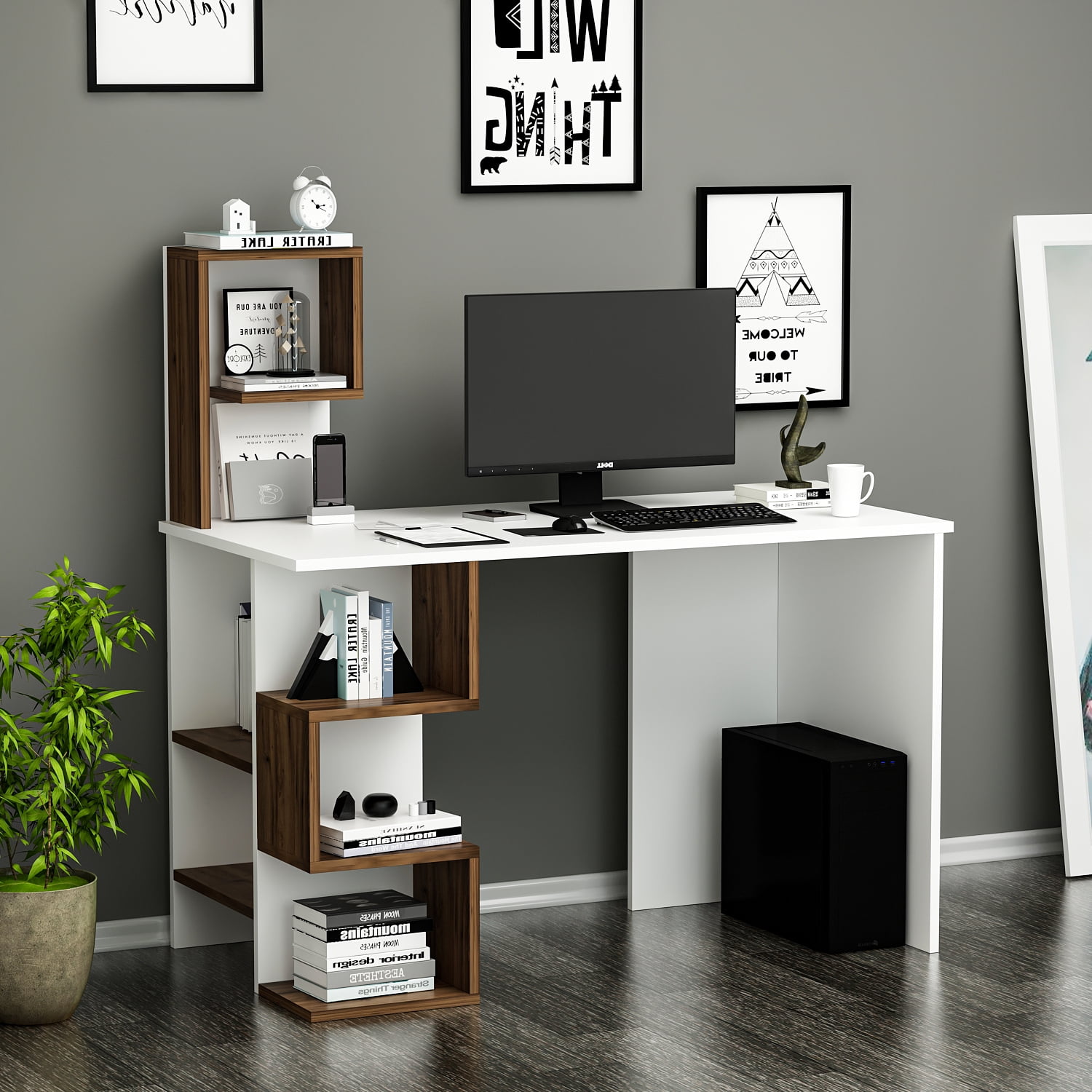 HOMIDEA DERONI Study Desk - Computer Workstation - Home Office Desk ...