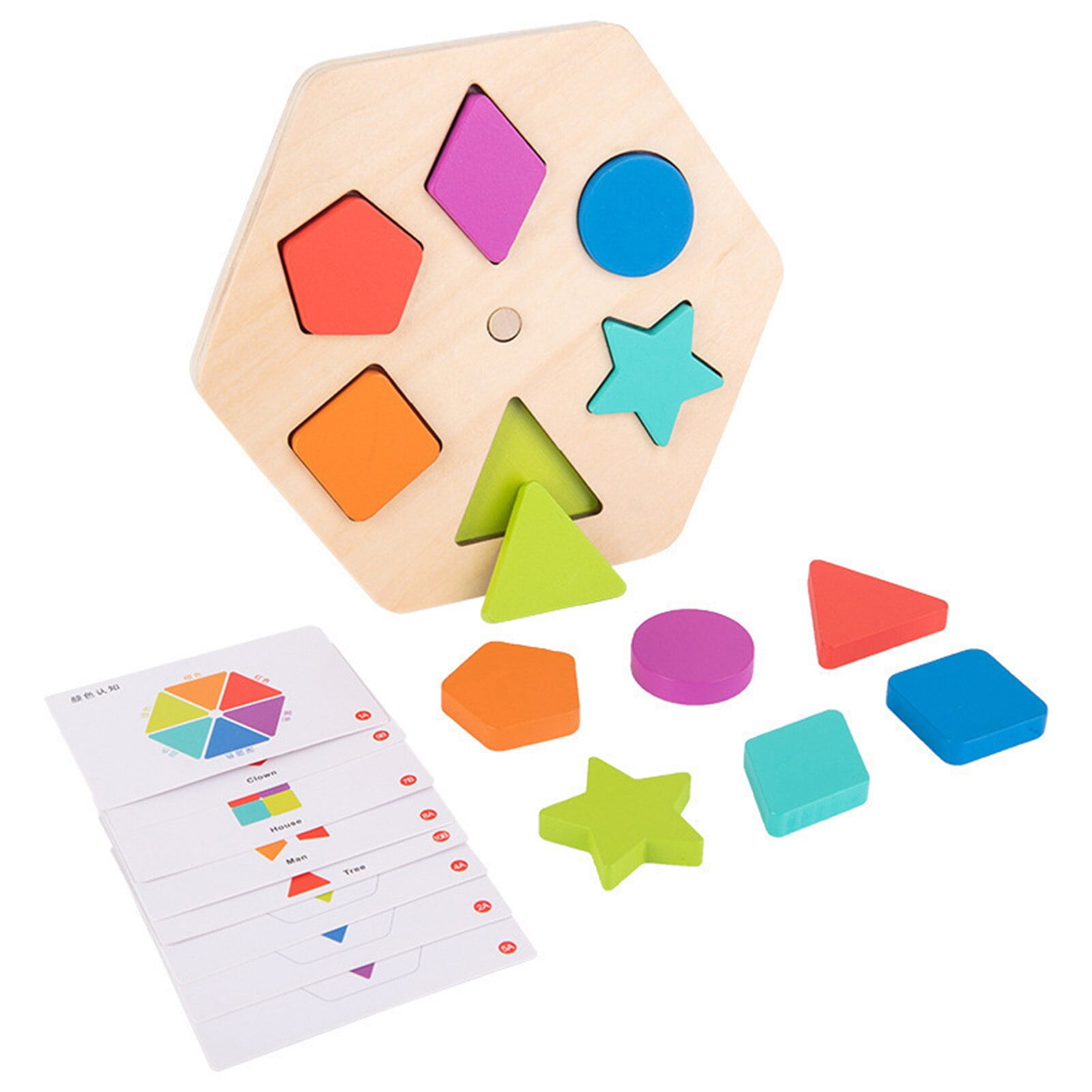 Toddler Shape Puzzle Geometric Matching Montessori Toys Rotatable ...