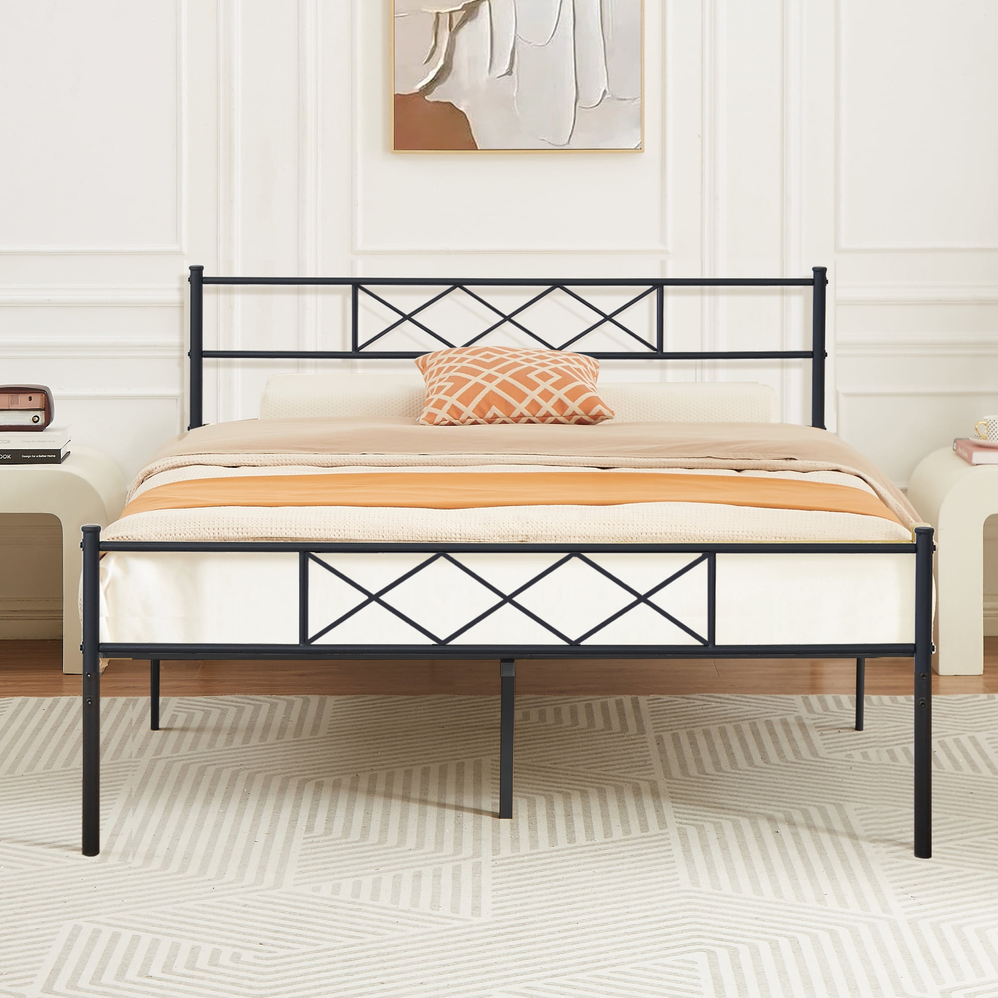 Click here for Vecelo Queen Size Metal Bed Frame Metal Platform B... prices