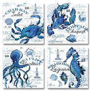 Nautical Octopus, Seahorse, Coral and Starfish Set by Pela; Coastal ...