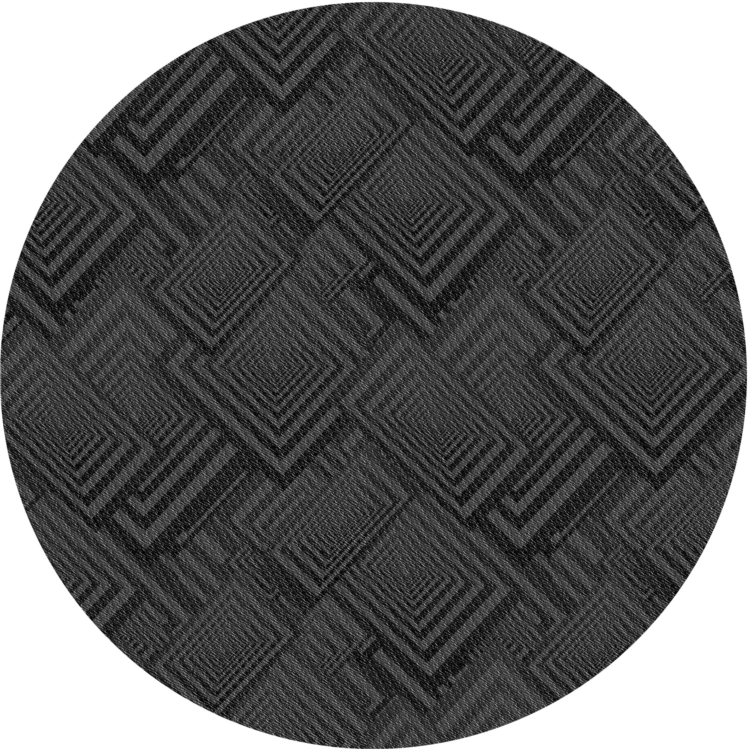 Ahgly Company Indoor Round Patterned Midnight Gray Area Rugs, 8' Round ...