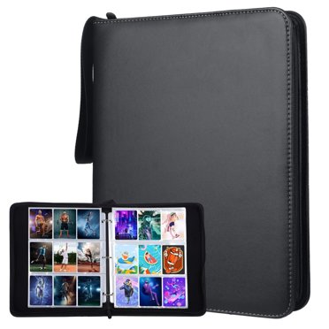 Mini Portable 4-Pocket Trading Card Binder, Small Zippered Album Book ...
