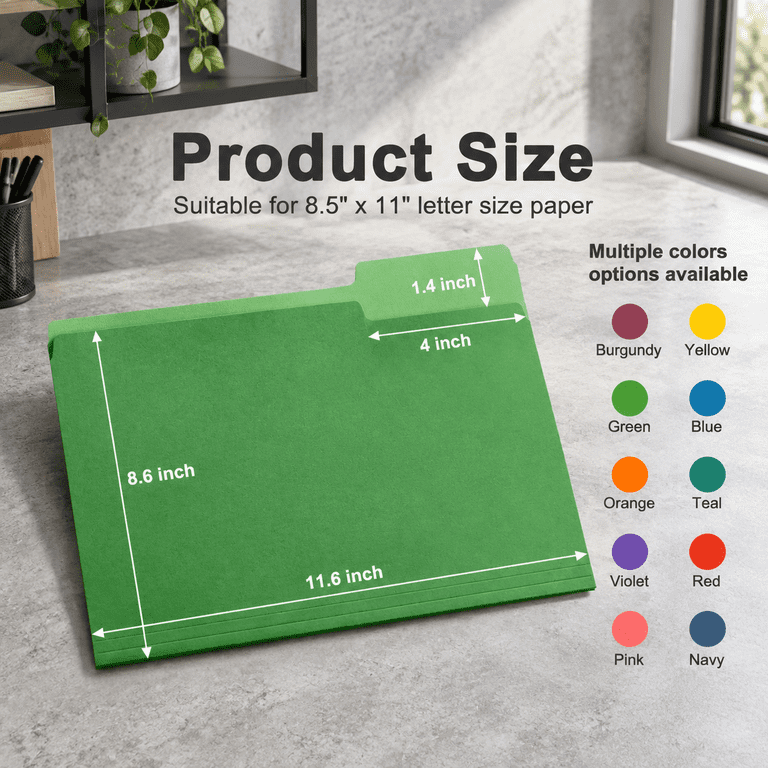 Colored File Folder 50 Pack 1/3-cut Tabs Letter Size - Walmart.com