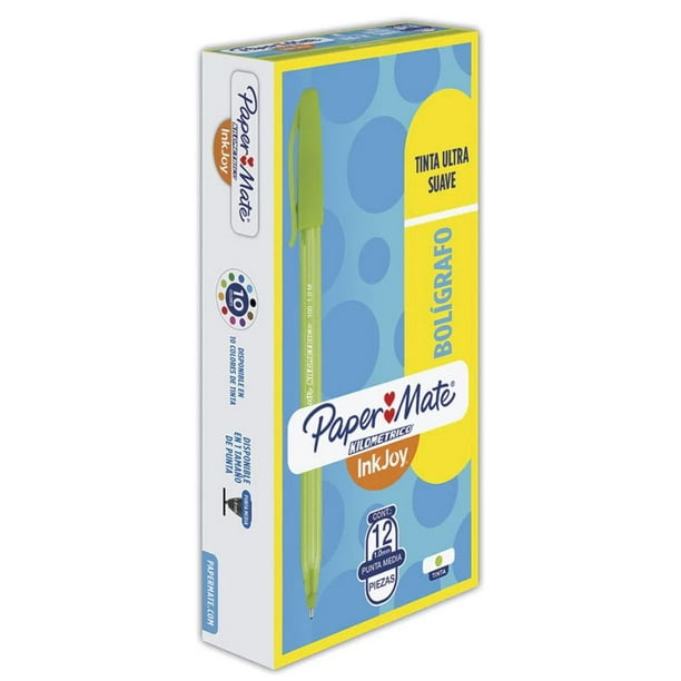 Bolígrafo Punto Mediano Stick Verde Lima Caja con 12 Piezas Kilométrico ...