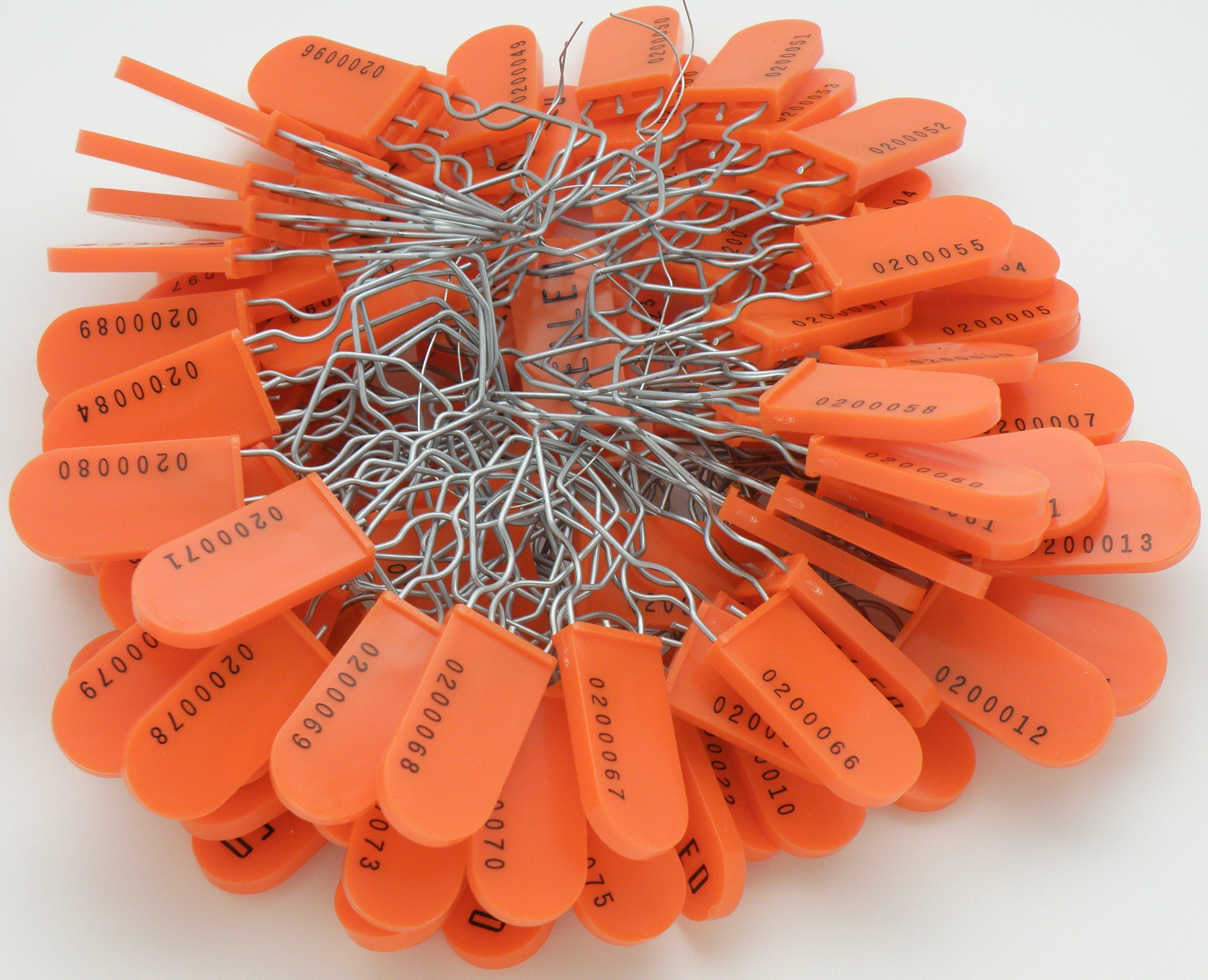 Metal Wire Padlock Security Lockout Tagout Seal Pack of 100 Orange ...