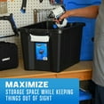 HART 12 Gallon Latching Plastic Storage Bin Container, Black with Blue ...