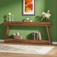 Dark Brown 2-Tier Long Console Table – Rustic Farmhouse Entryway & Sofa ...