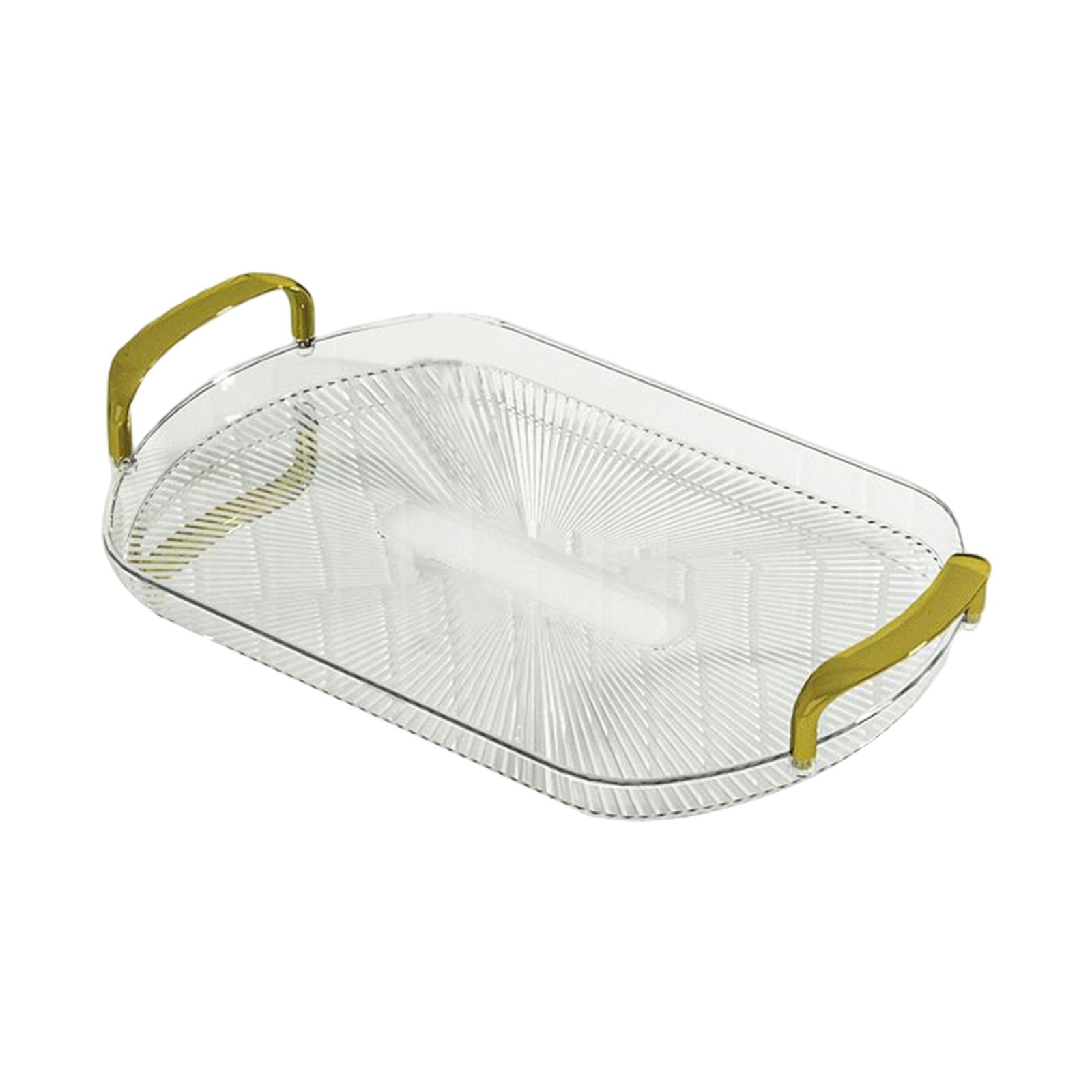 Versatile Serving Tray with Golden Handles for Living Room Cosmetics ...