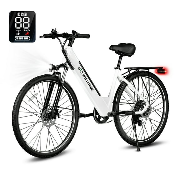 eTravelbikes Silver Electric City Bicycle for Adults, Commuter Ebike, Adult Electric Bicycle ...